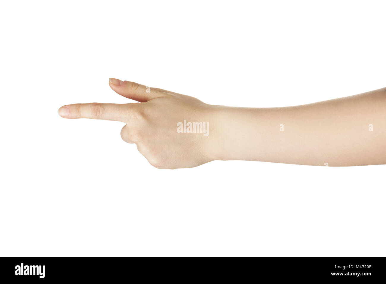 young woman hand touch screen gesture isolated Stock Photo - Alamy