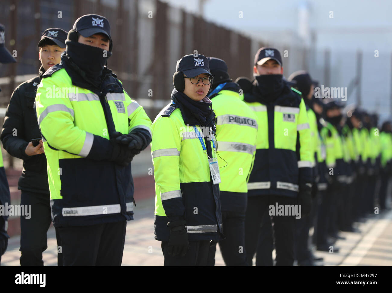 Police surround the FGangneung Ice Arena for the Pairs Free Skating ...