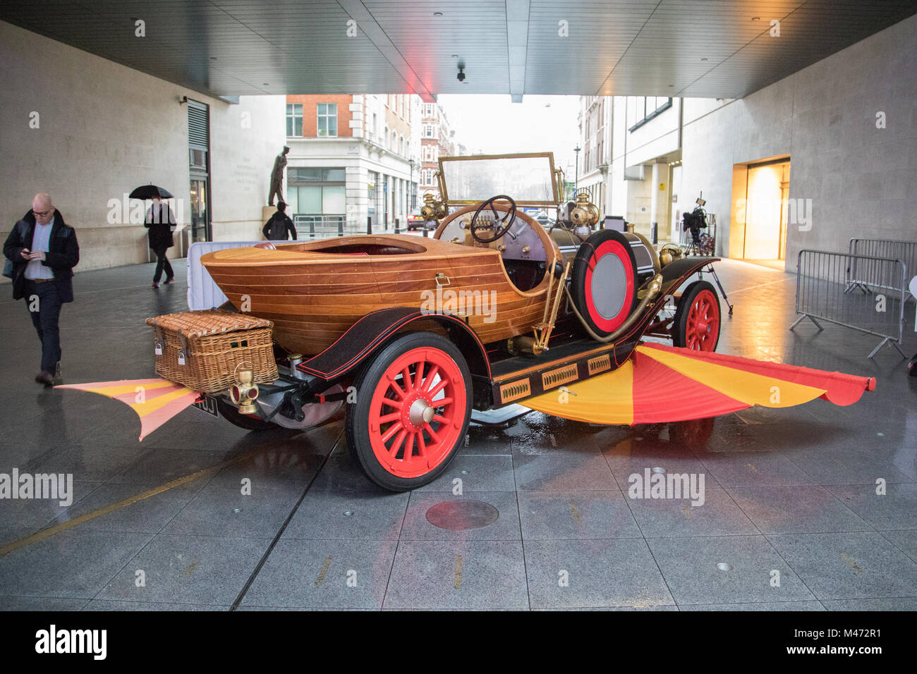 Chitty Chitty Bang Bang is spotted at BBC Radio to promote the launch ...