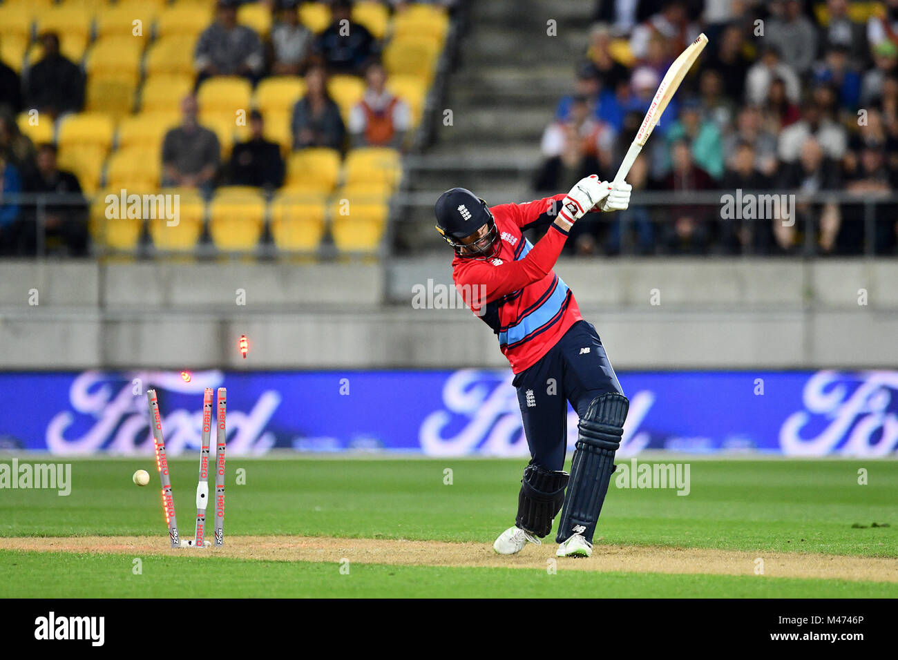 Wellington, New Zealand. 13th Feb, 2018. England's batsman Liam ...