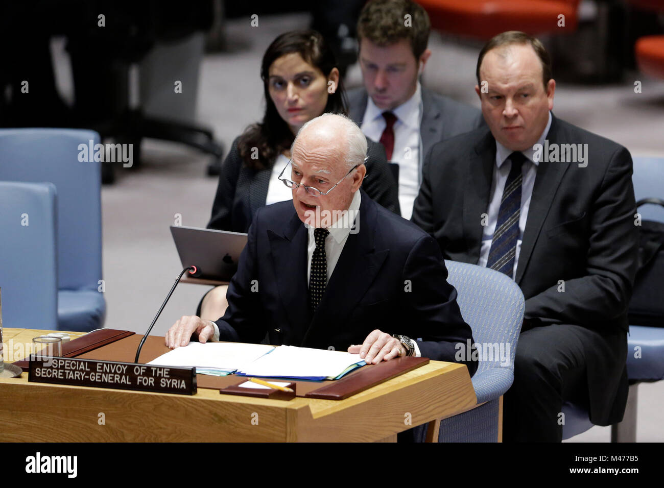 United Nations. 14th Feb, 2018. The UN Special Envoy for Syria Staffan ...