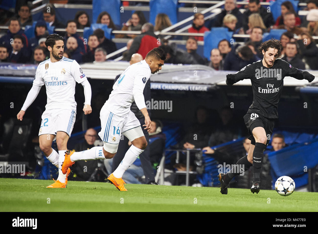 Madrid, Spain. 14th Feb, 2018. Adrien Rabiot (midfielder; Paris Saint ...
