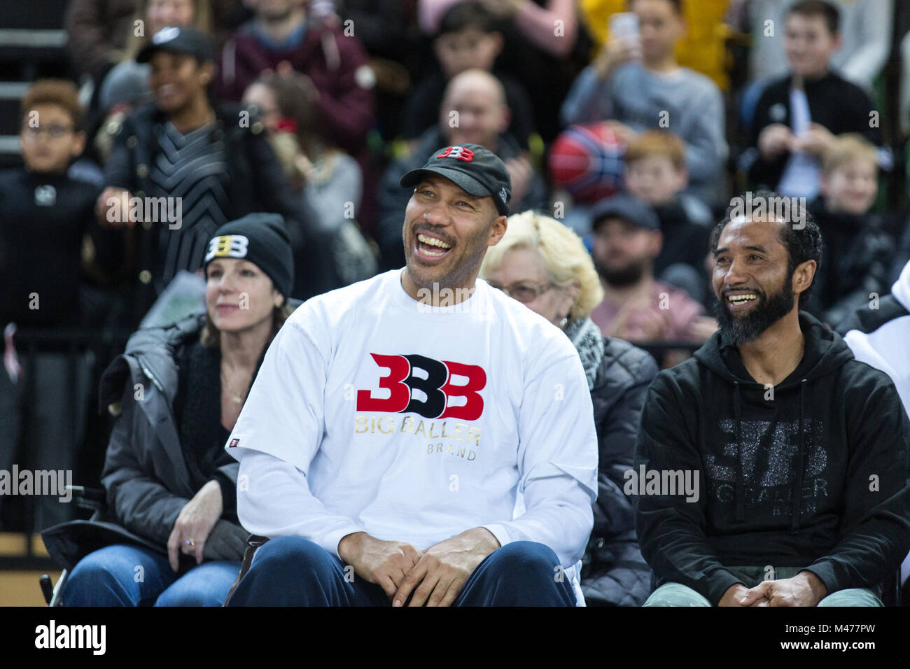 London, UK 14th February, 2018. LaVar Ball and family at BBL basketball ...