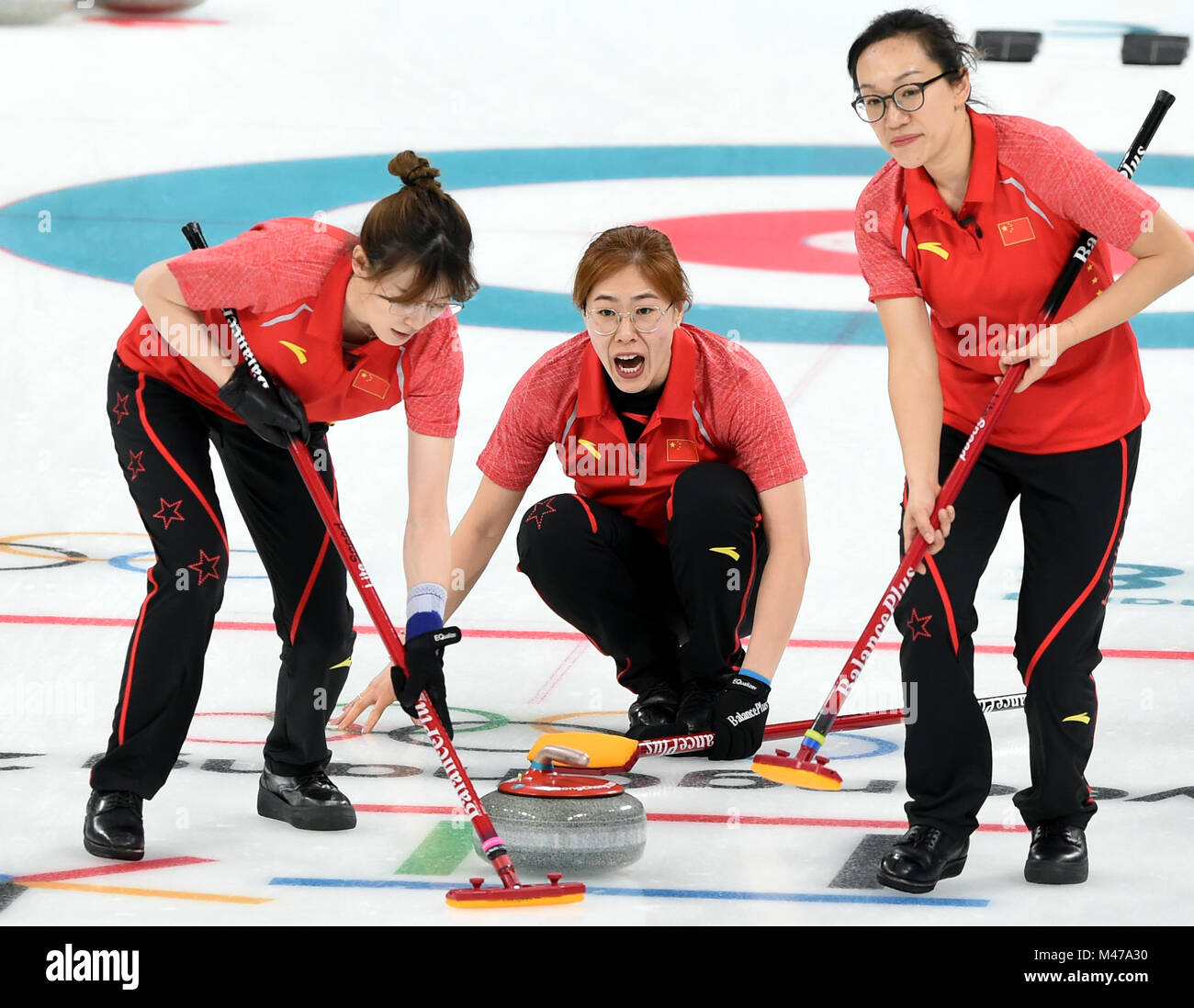 Pyeongchang, South Korea. 15th Feb, 2018. Ma Jingyi (L), Liu Jinli (C ...