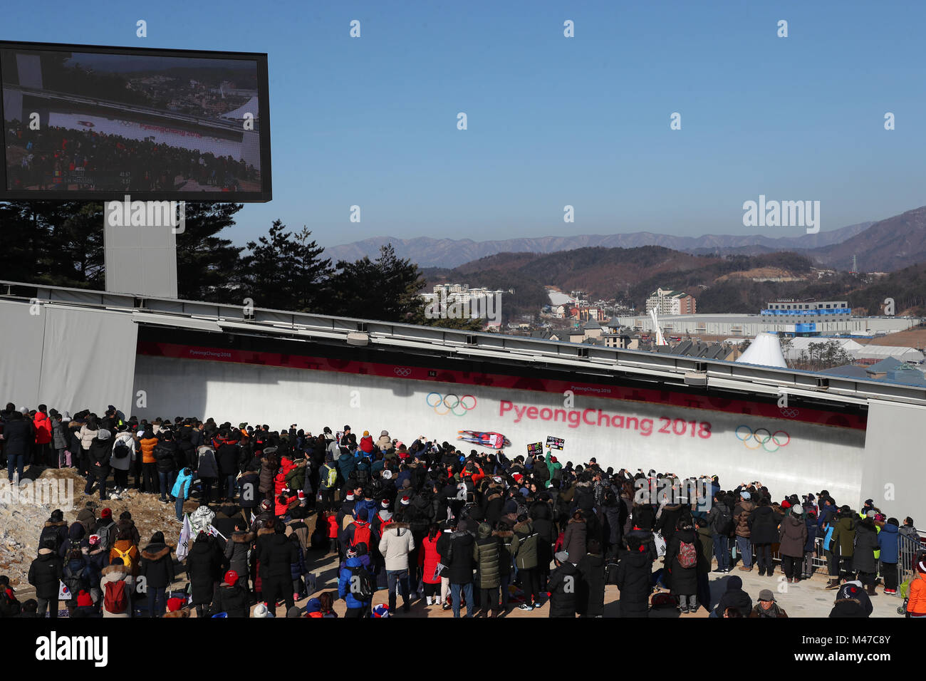 Pyeongchang, South Korea. 15th Feb, 2018. General view Skeleton : Men's ...