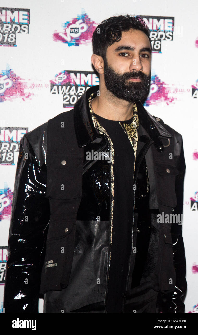 London, UK. 14th Feb, 2018. Rudimental arrive at the VO5 NME Awards ...