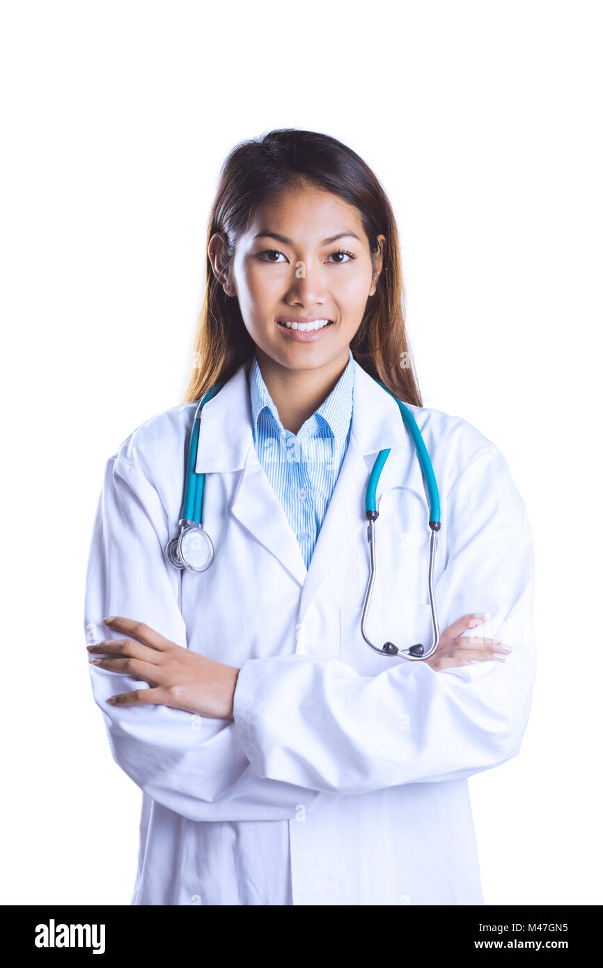 Happy asian doctor folded arms hi-res stock photography and images - Alamy