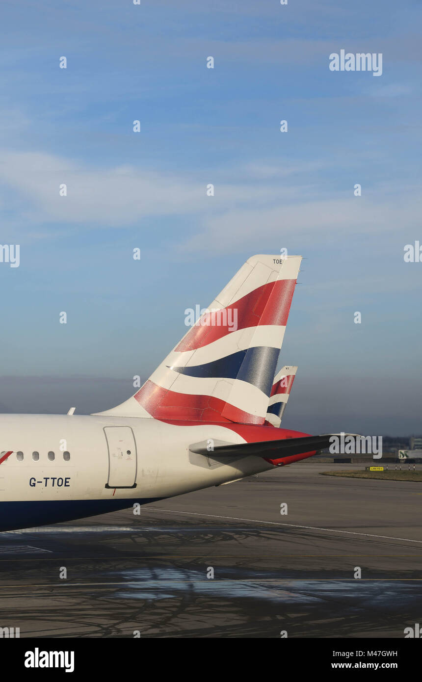 The tail fin of a British Airways Airbus A320 passenger jet Stock Photo ...