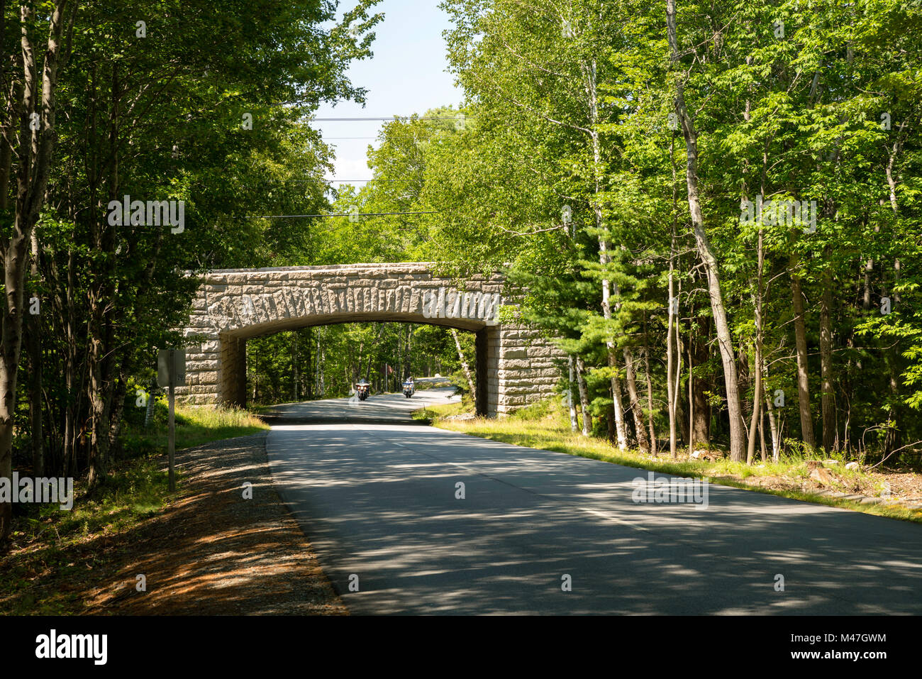 Bridge over Park Loop Road in Acadia National Park, near Bar Harbor ...