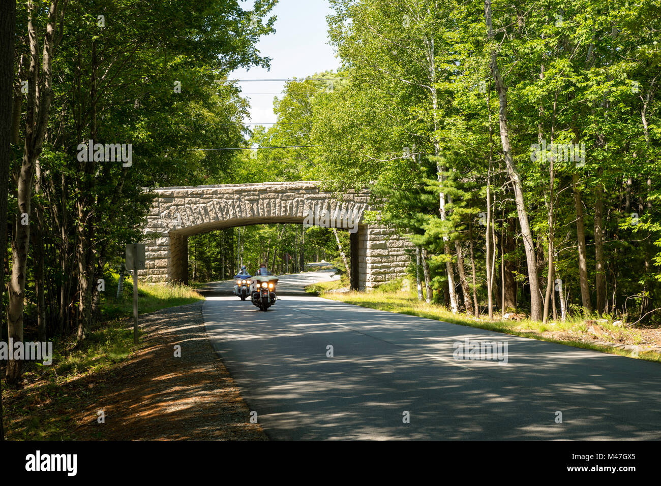 Bridge over Park Loop Road in Acadia National Park, near Bar Harbor ...