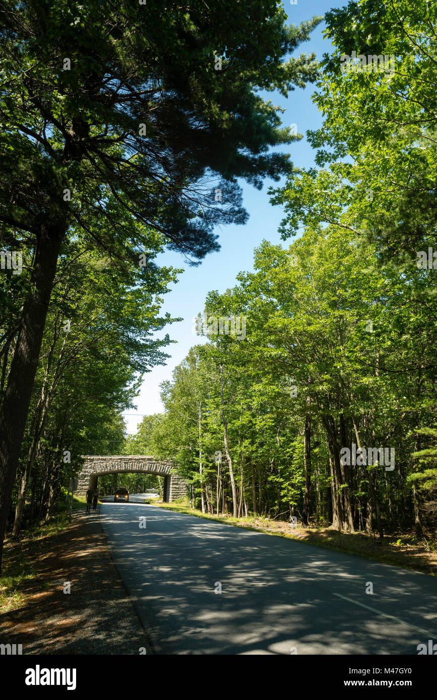 Bridge over Park Loop Road in Acadia National Park, near Bar Harbor ...