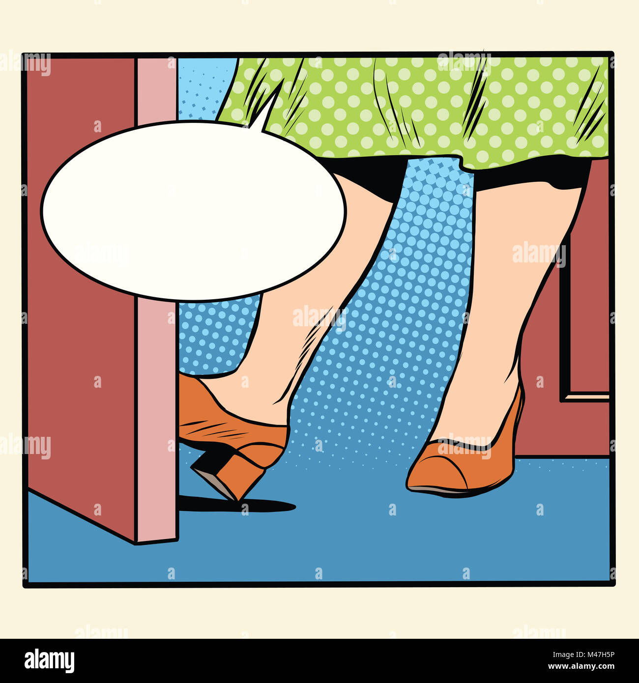 Retro woman holding the door open Stock Photo - Alamy