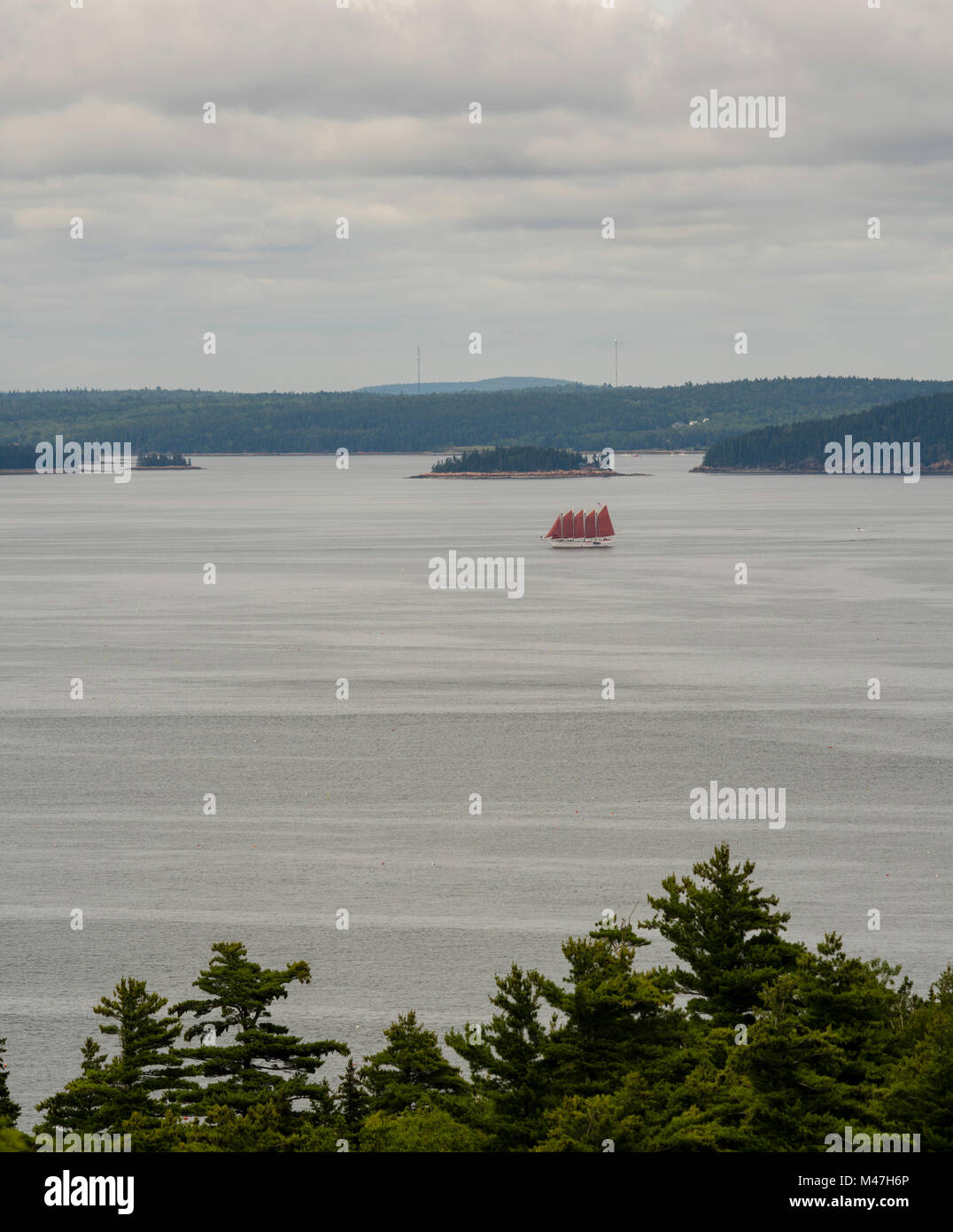 View of Frenchman Bay, Yellow Island and Jordan Island, from Cadillac ...
