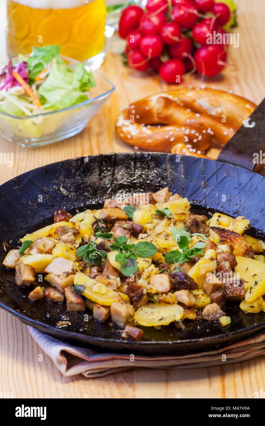 tyrolean groestl in an iron pan Stock Photo - Alamy