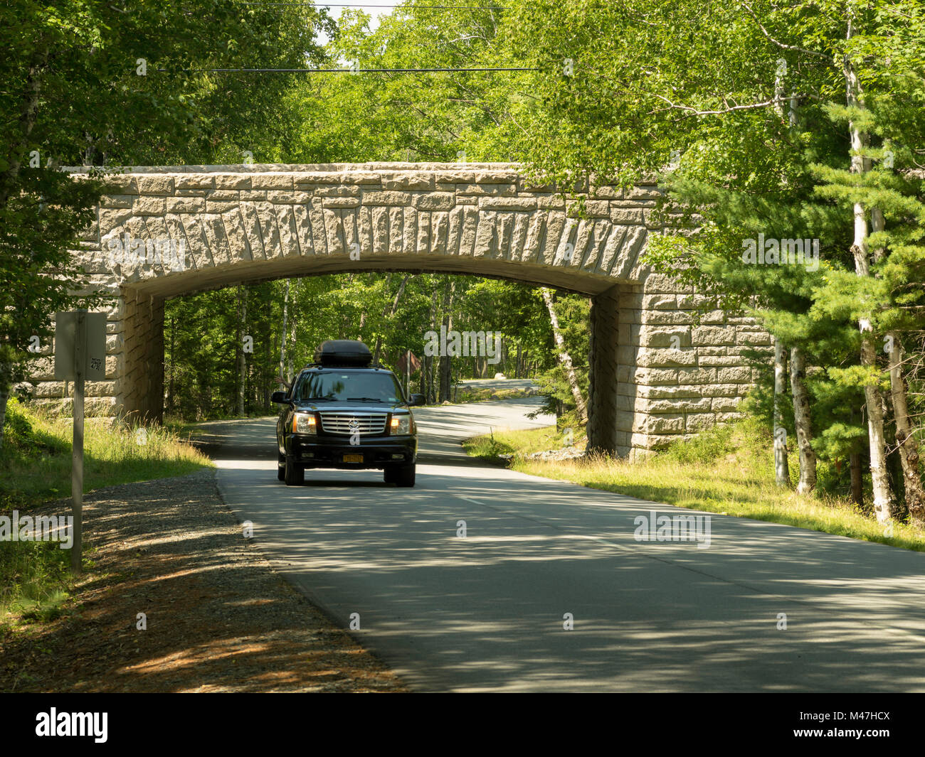 Bridge over Park Loop Road in Acadia National Park, near Bar Harbor ...