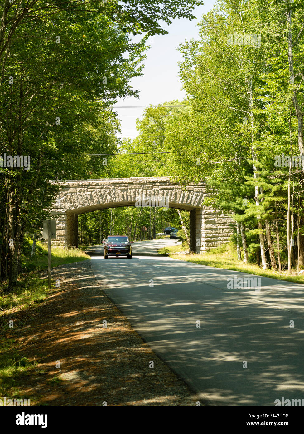 Bridge over Park Loop Road in Acadia National Park, near Bar Harbor ...