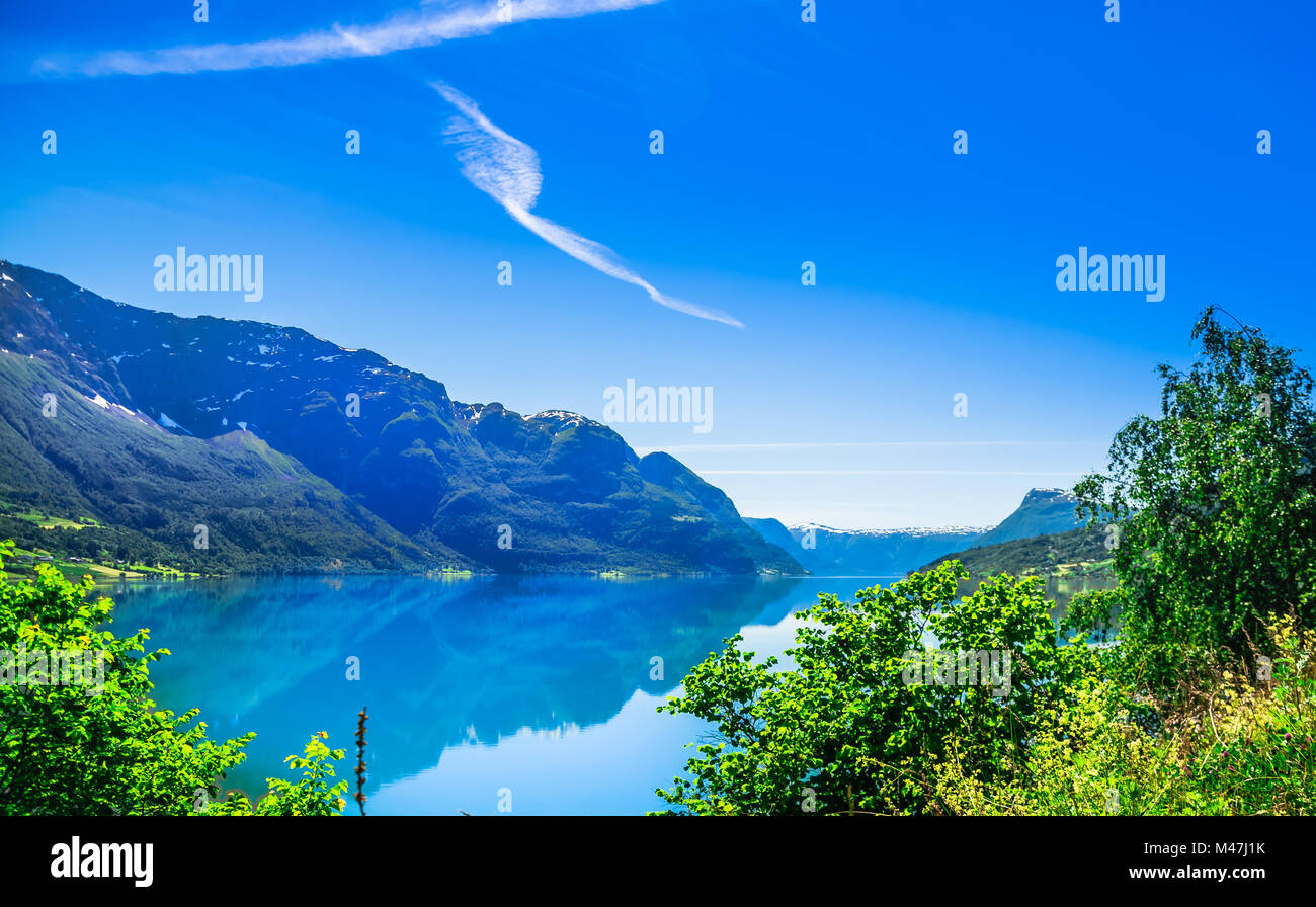 Spring landscape of Sognefjord in Norway Stock Photo - Alamy