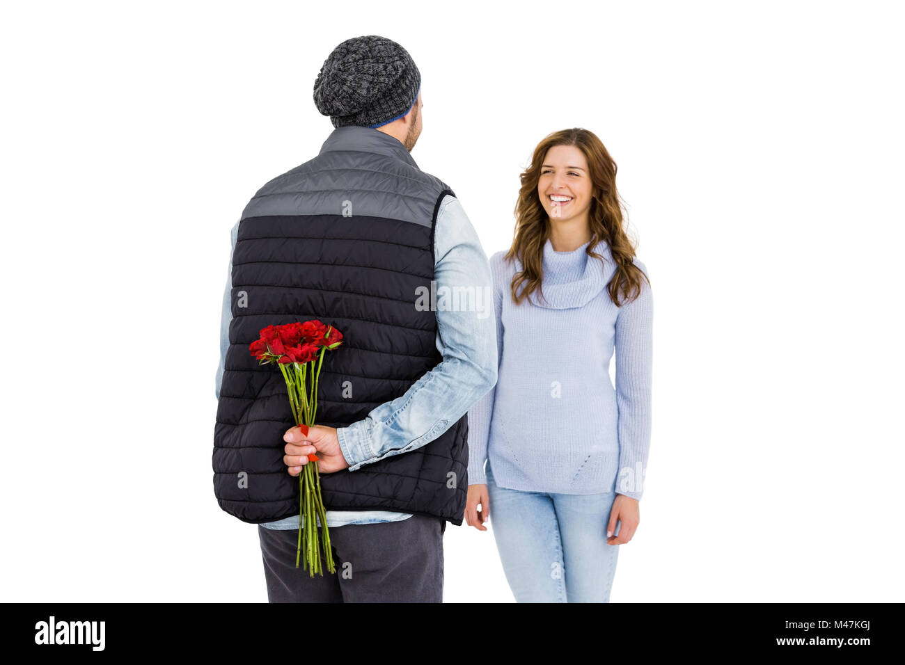 Man hiding rose behind back hi-res stock photography and images - Alamy