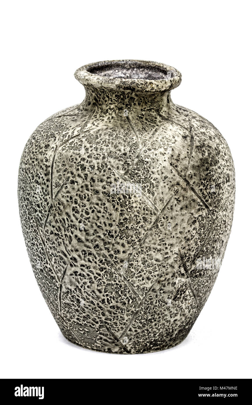 Grey ceramic vase, isolated on white background Stock Photo - Alamy