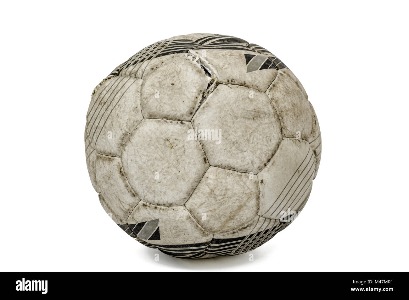 Old torn soccer ball, isolated on white background Stock Photo - Alamy