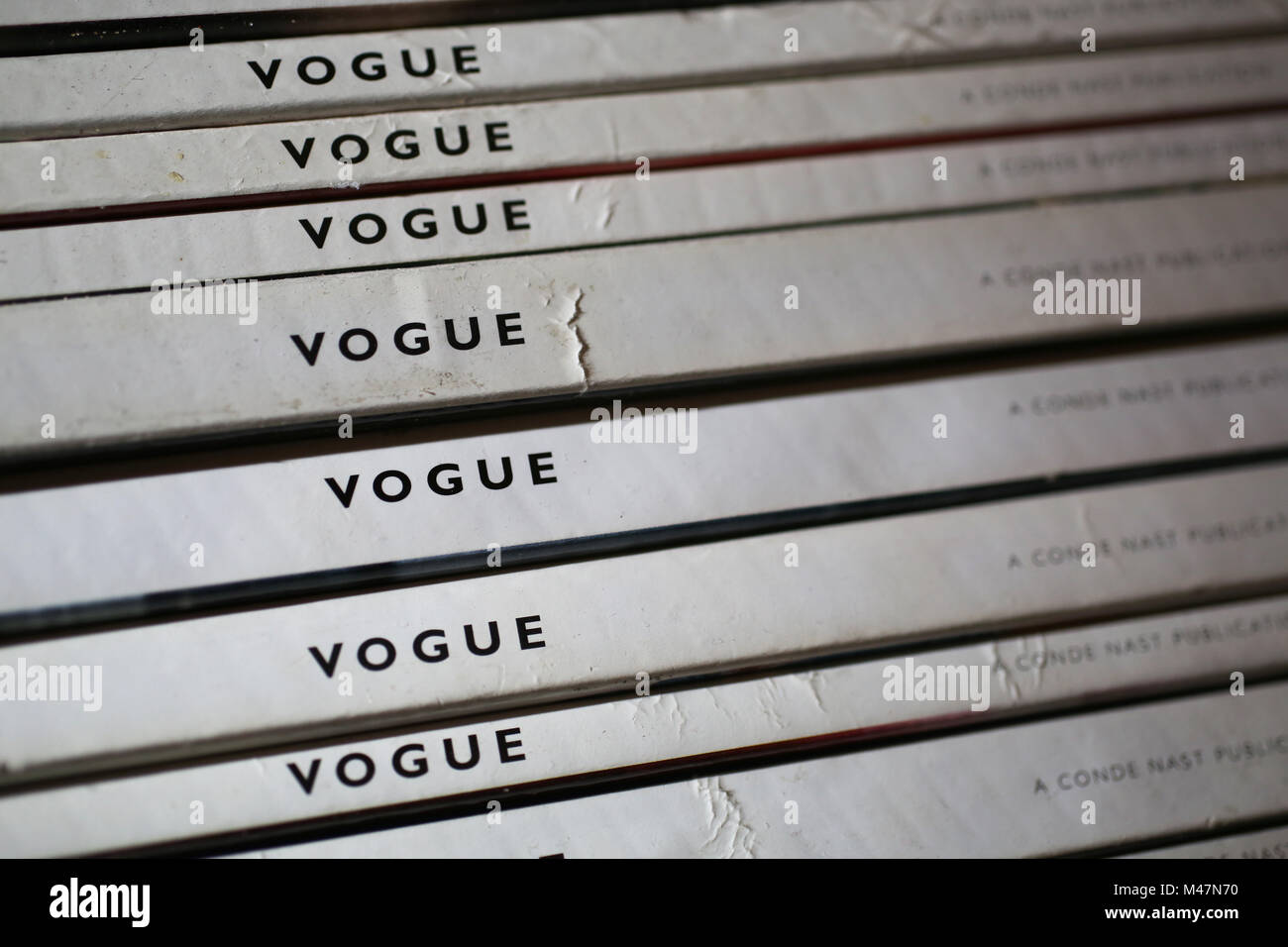Stacks of Vogue magazines pictured in a home in London, UK Stock Photo ...