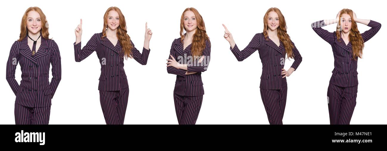 Business lady in various poses isolated on white Stock Photo - Alamy