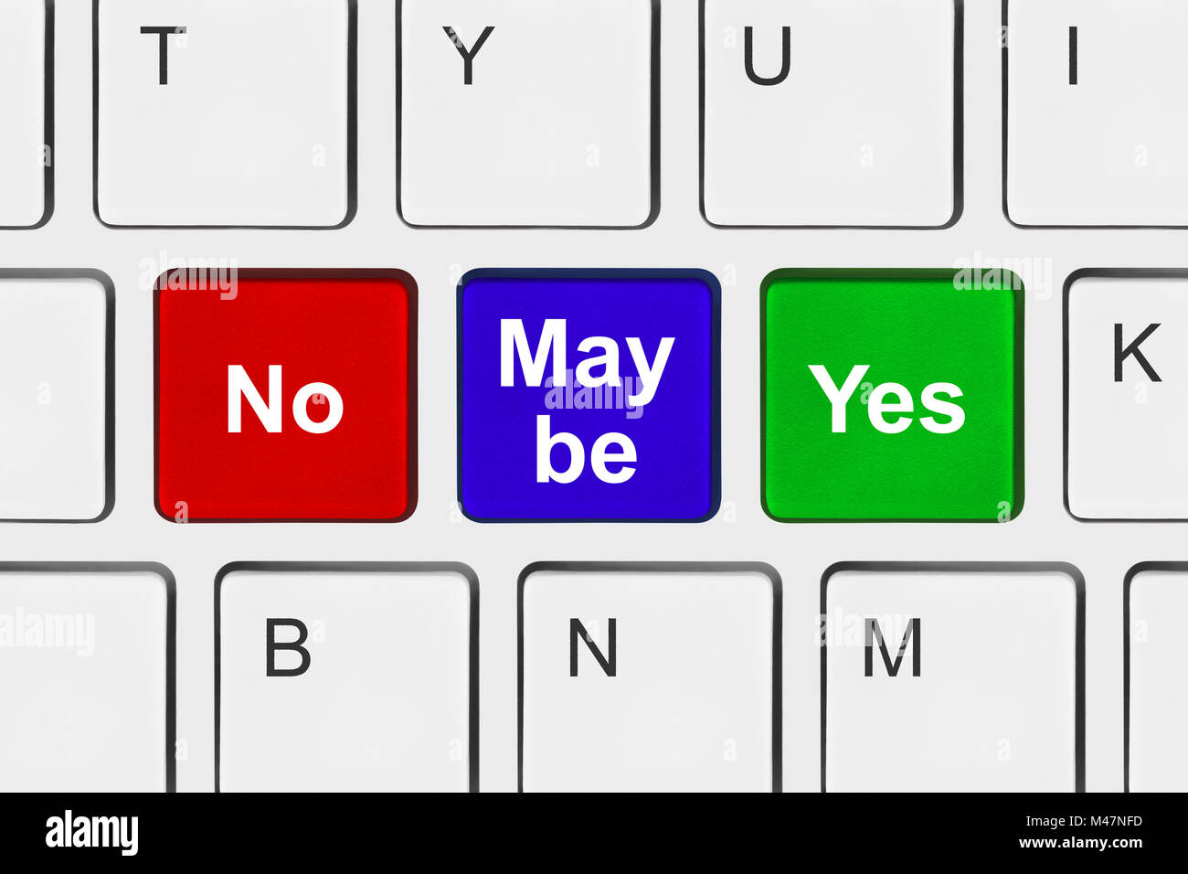 Computer keyboard with Yes No and Maybe keys Stock Photo - Alamy