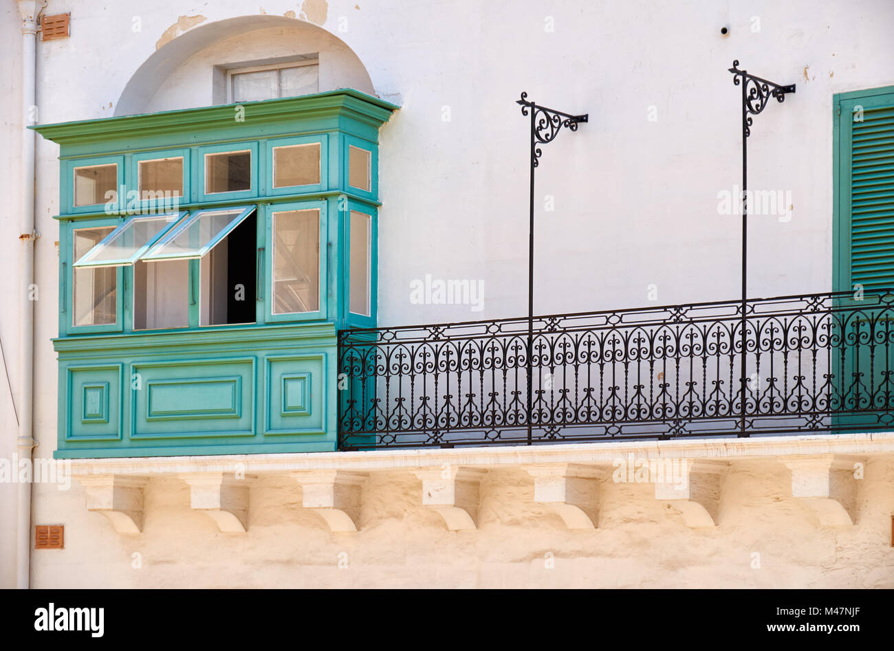 A traditional Maltese style balconies. Valletta Stock Photo - Alamy