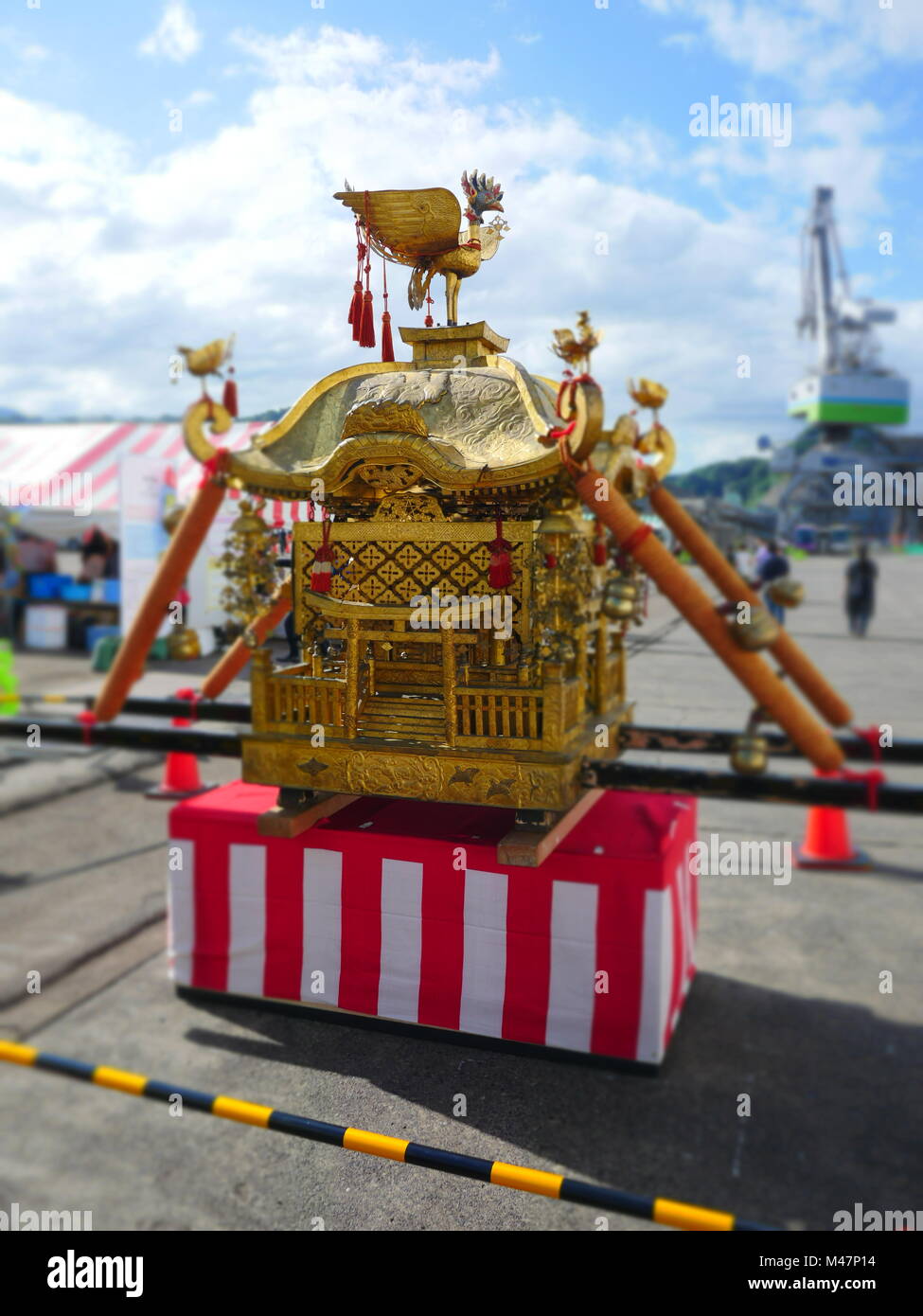 shot of ancient Japanese samurai shrine for festive celebration shot of ...