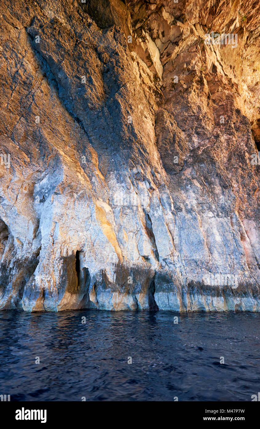 Inside Blue Grotto on south part of Malta island Stock Photo - Alamy
