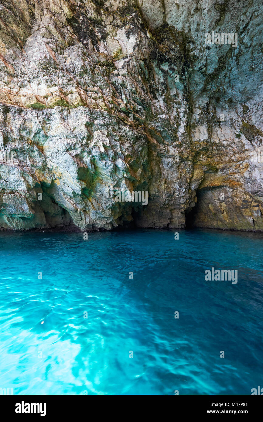 Inside Blue Grotto on south part of Malta island Stock Photo - Alamy