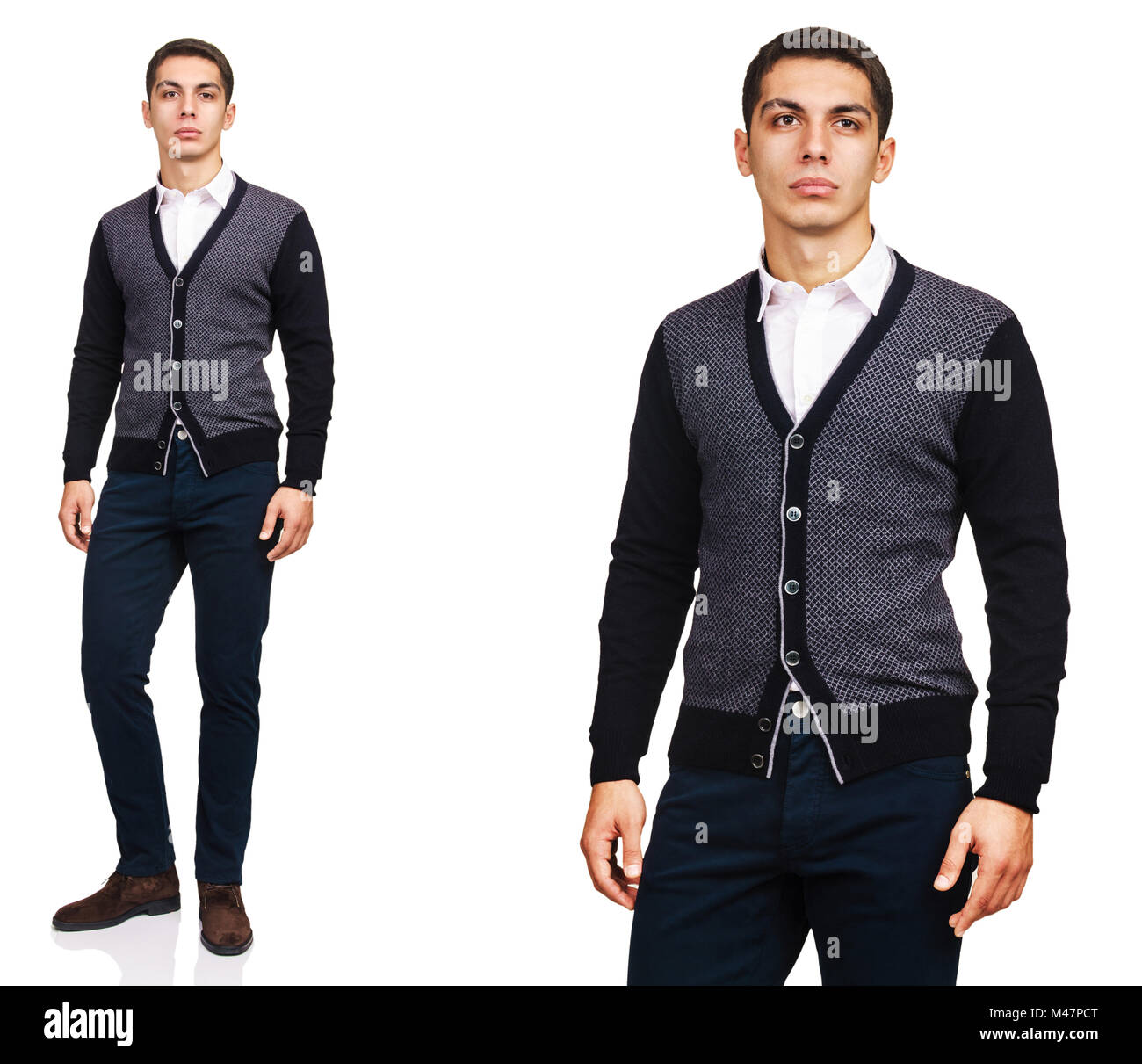 Young man in fashion concept isolated on white Stock Photo - Alamy