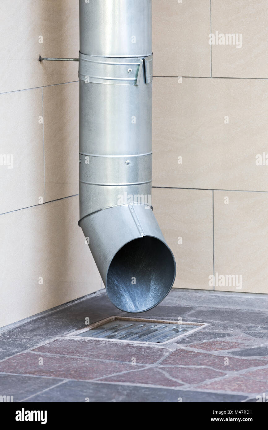 galvanized rainwater drainpipe Stock Photo - Alamy
