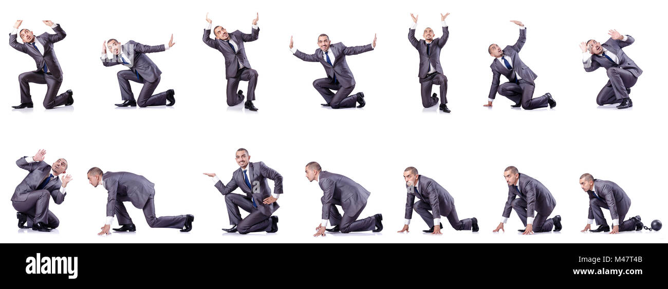 Businessman in various poses isolated on white Stock Photo - Alamy
