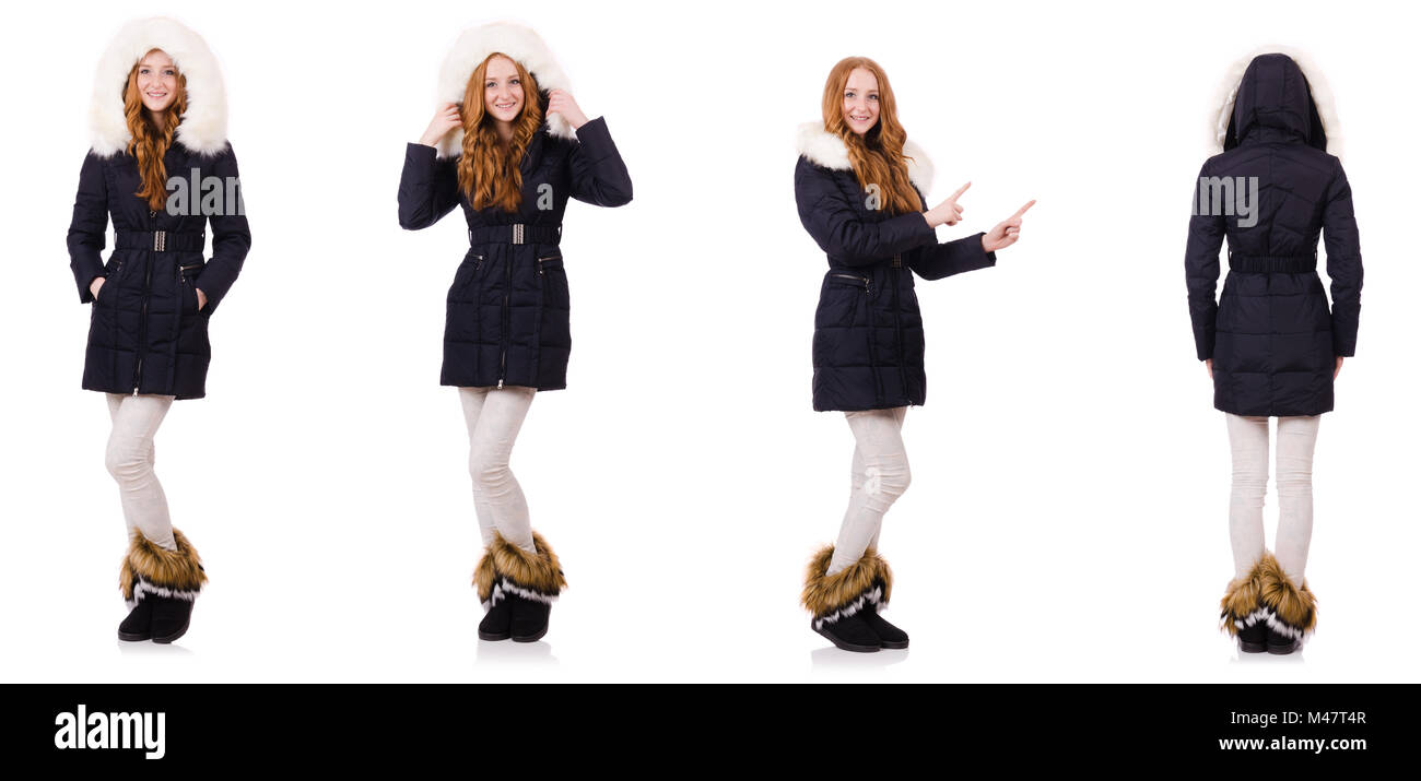 Pretty girl in warm clothes isolated on white Stock Photo - Alamy