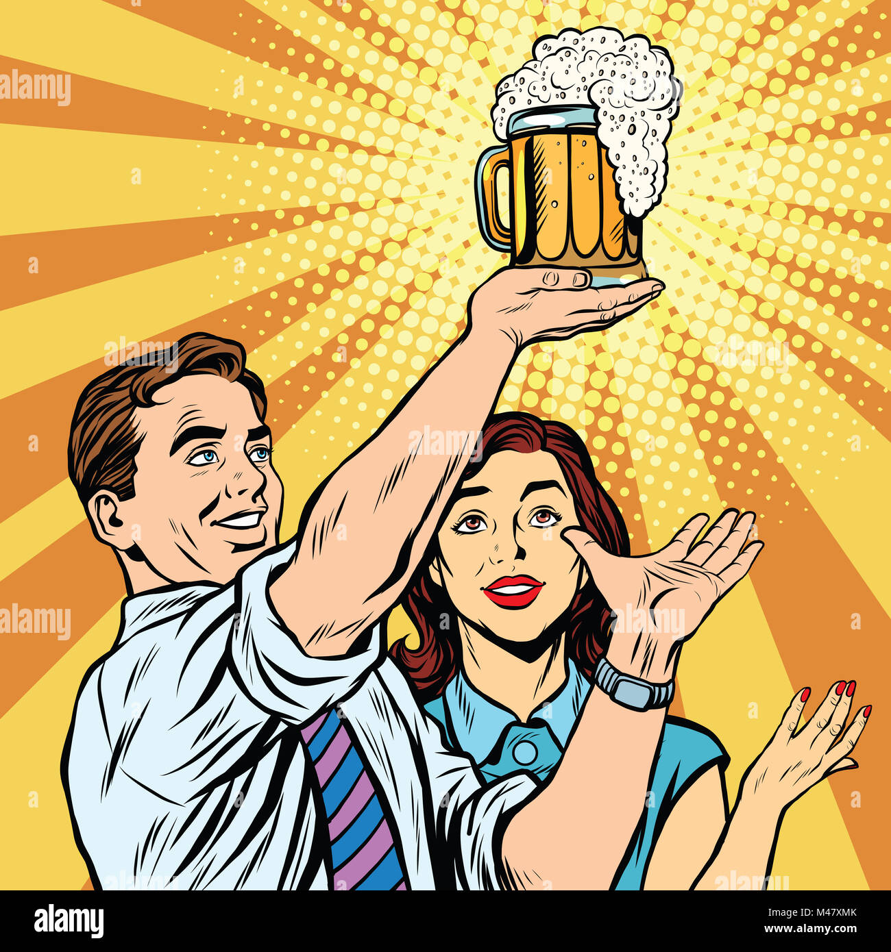Cartoon man drinking beer hi-res stock photography and images - Alamy