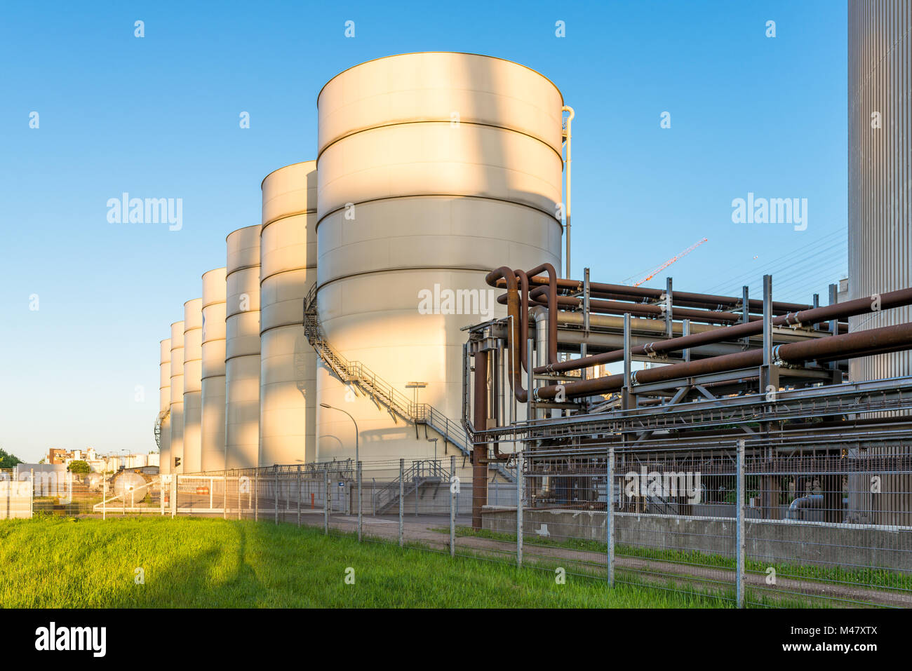 Hamburg, Germany. Storage tanks of an oil mill Stock Photo - Alamy