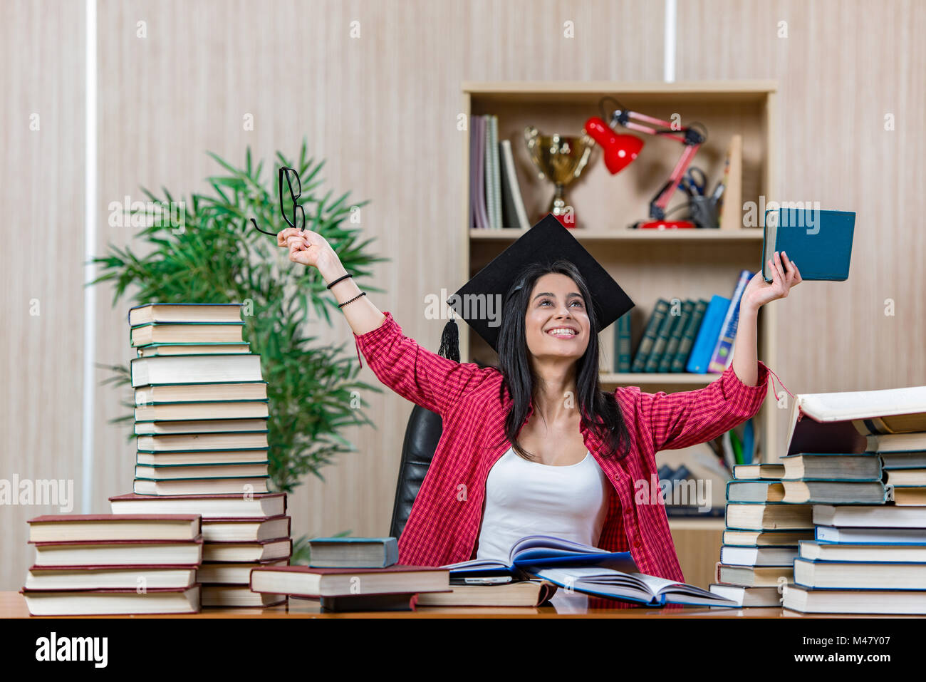Young female student preparing for college school exams Stock Photo - Alamy
