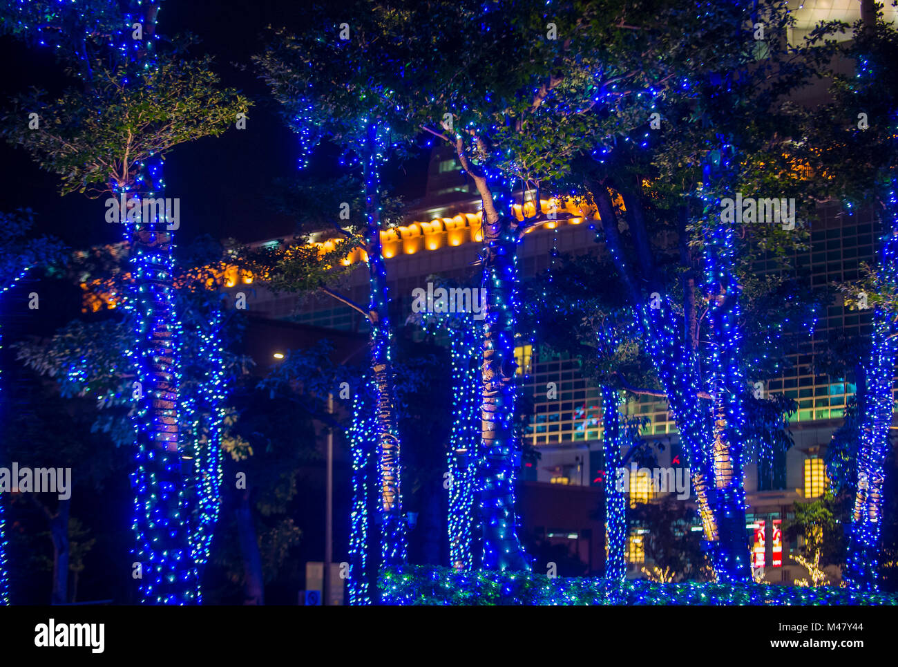 Christmas lights and decorations in downtown Taipei Taiwan Stock Photo ...