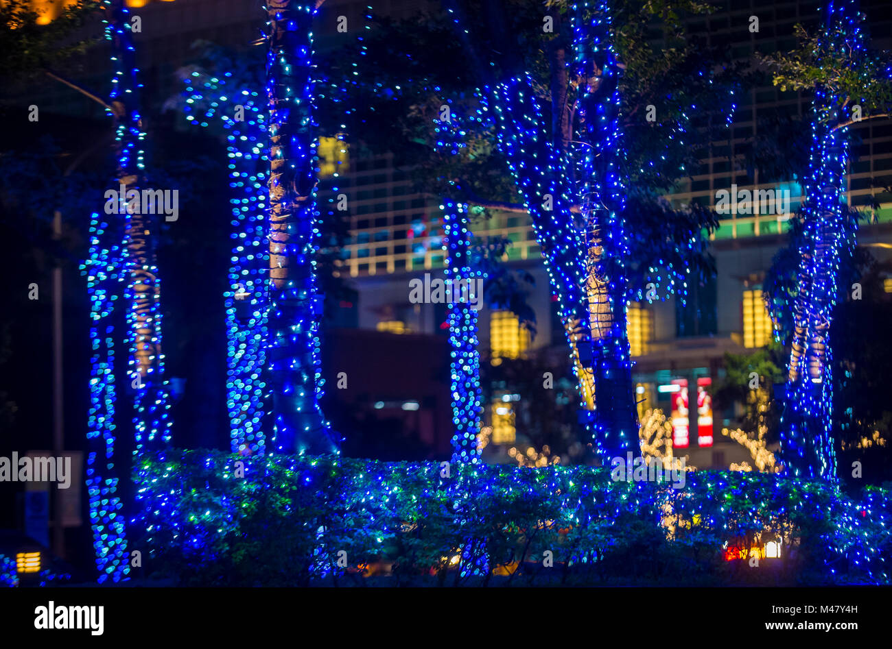 Christmas lights and decorations in downtown Taipei Taiwan Stock Photo ...