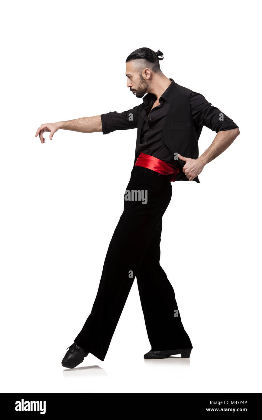 Man dancer dancing spanish dances isolated on white Stock Photo - Alamy