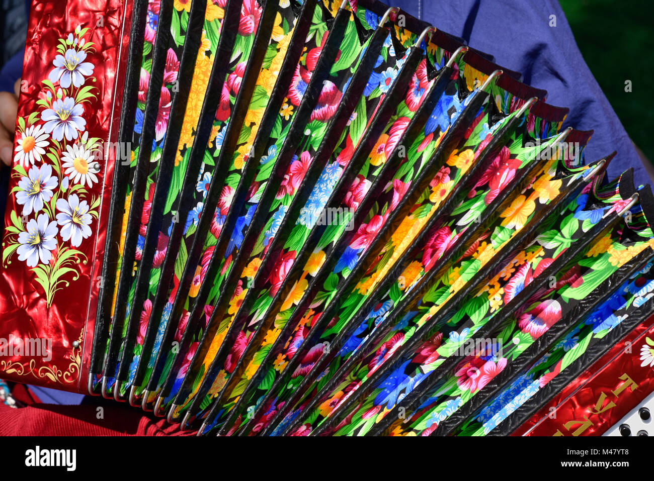 The colorful design of a traditional Russian accordion Stock Photo - Alamy