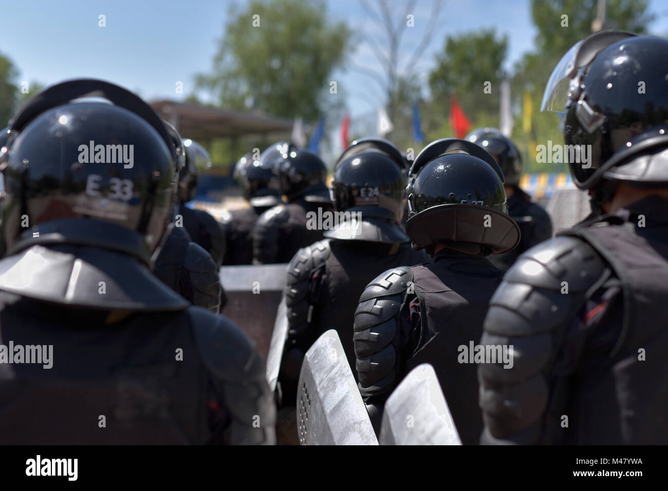 Fighters of the special police units armed with special facilities ...