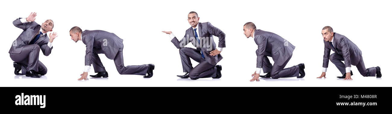 Businessman in various poses isolated on white Stock Photo - Alamy