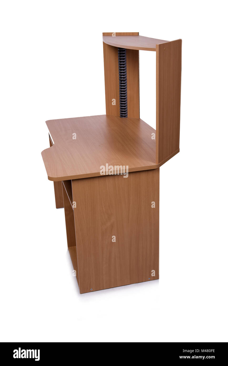 Computer home desk isolated on the white background Stock Photo - Alamy