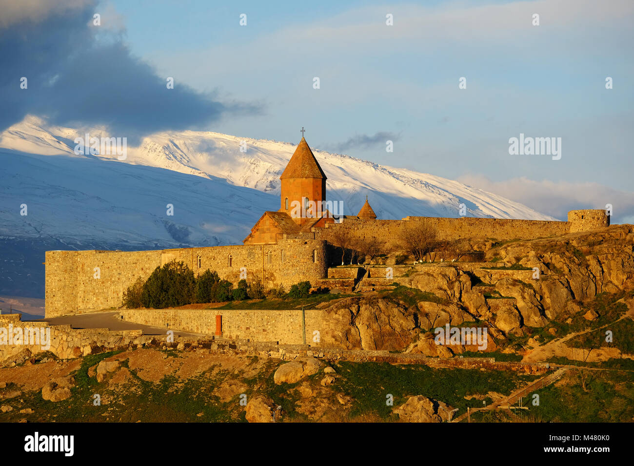 Ancient monastery in front of mountain Stock Photo - Alamy