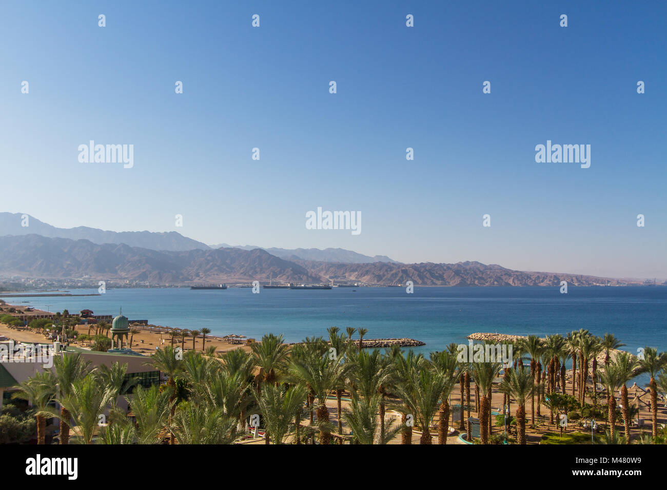 Panoramic view on the central beach of Eilat Stock Photo - Alamy