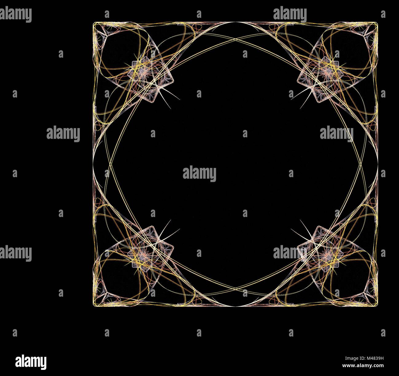 Fractal images : beautiful pattern frame on black background Stock ...