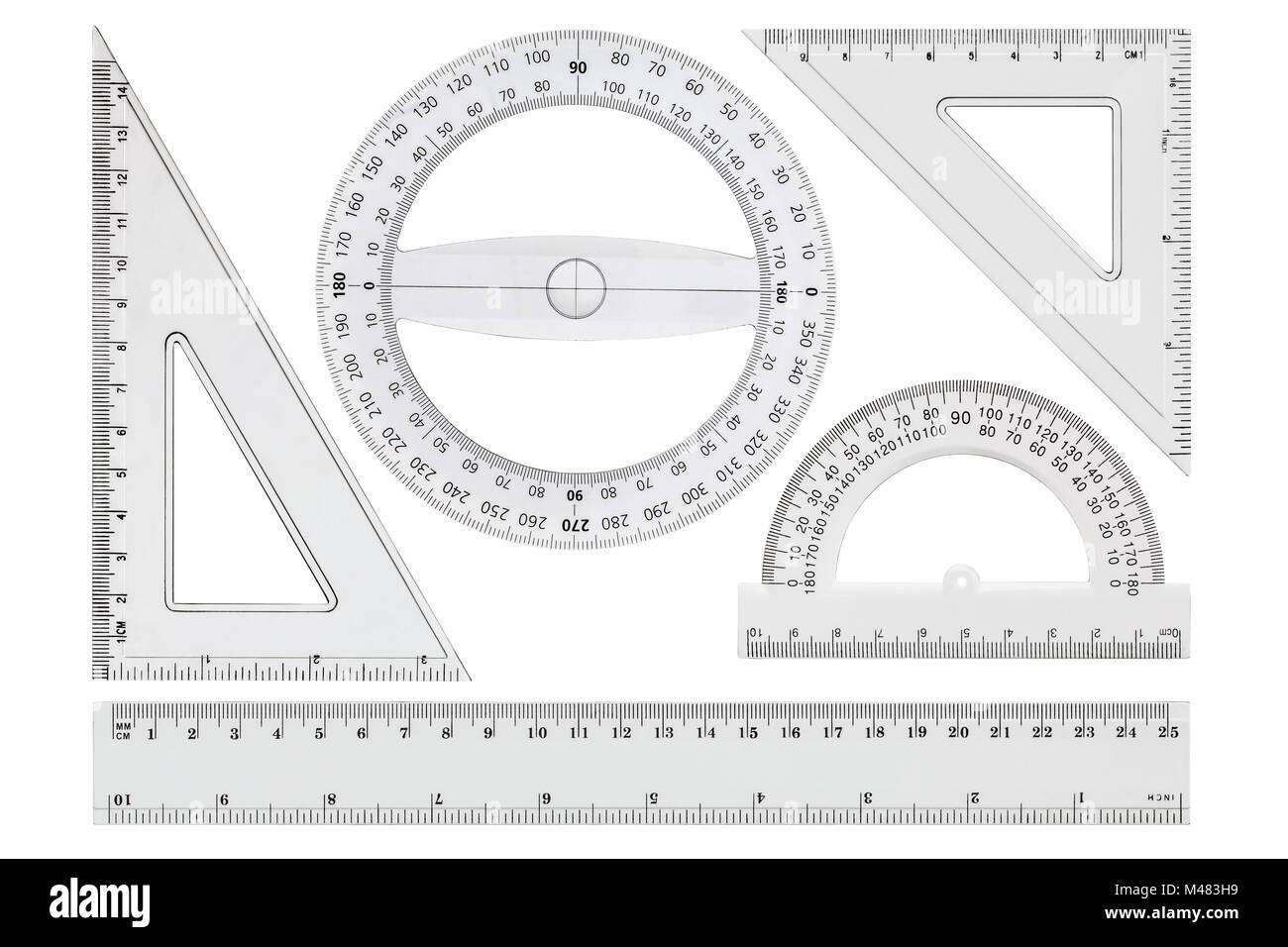 Set of white transparent rulers, isolated on white background Stock ...