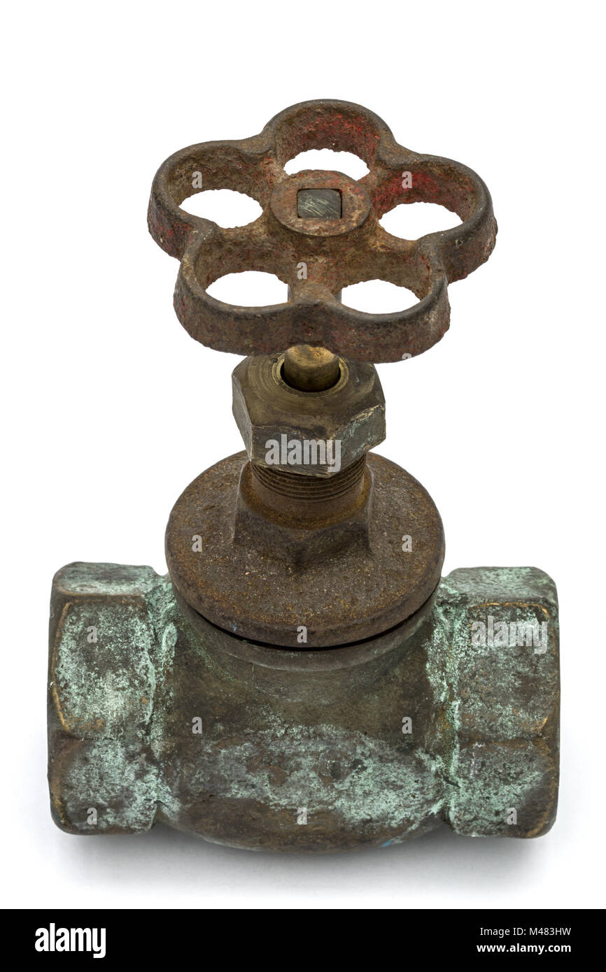 Old water valve, isolated on white background Stock Photo - Alamy